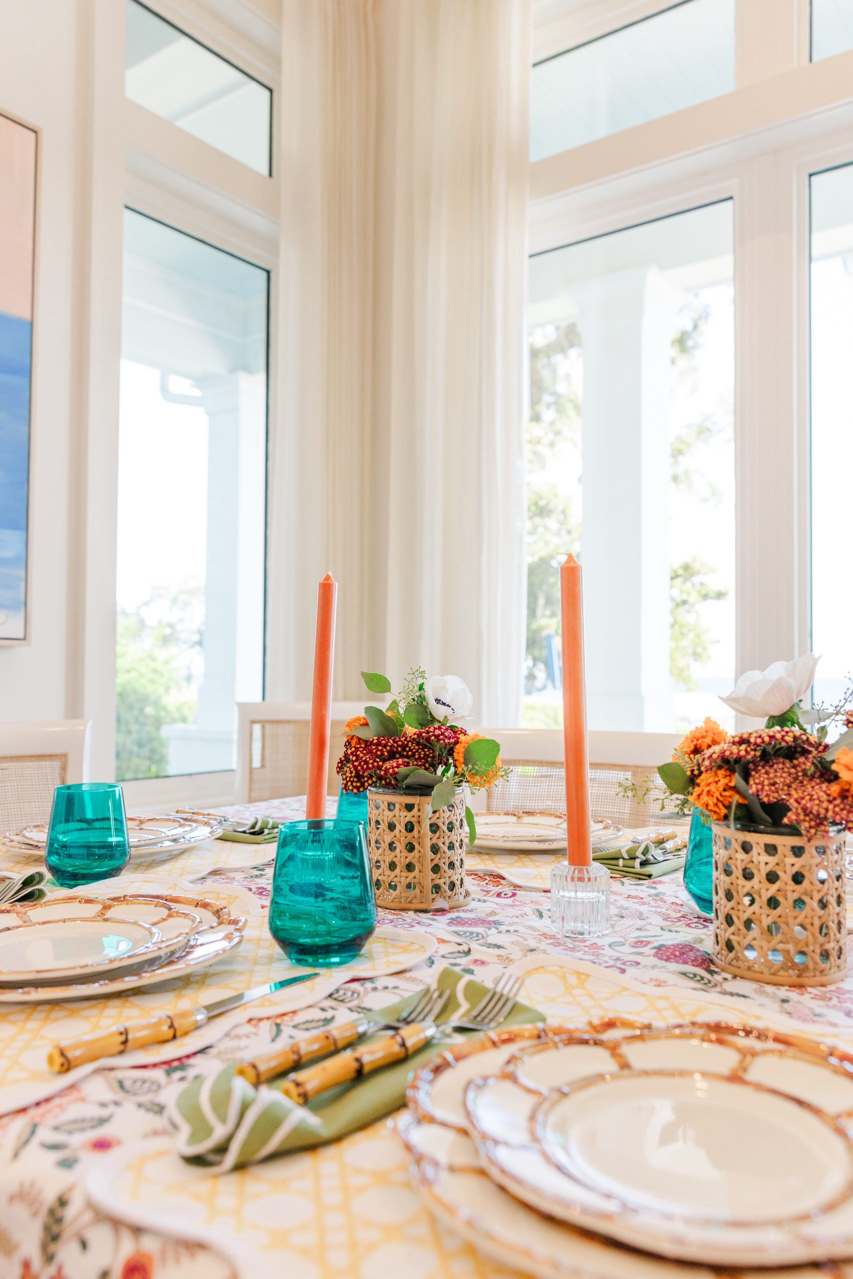 Maroon & Orange Fall Transitional Tablescape - Home of Malones
