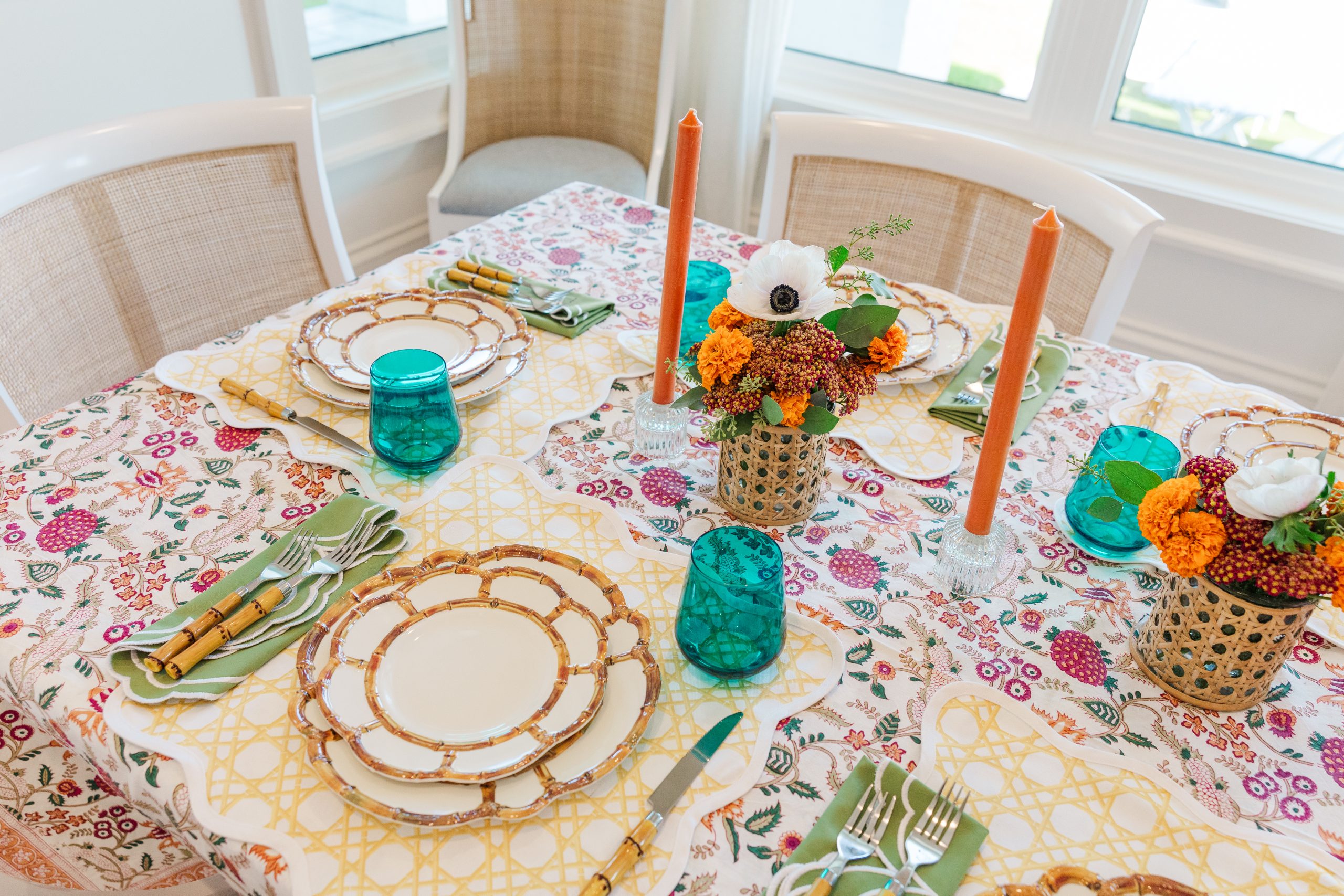 Maroon & Orange Fall Transitional Tablescape - Home of Malones